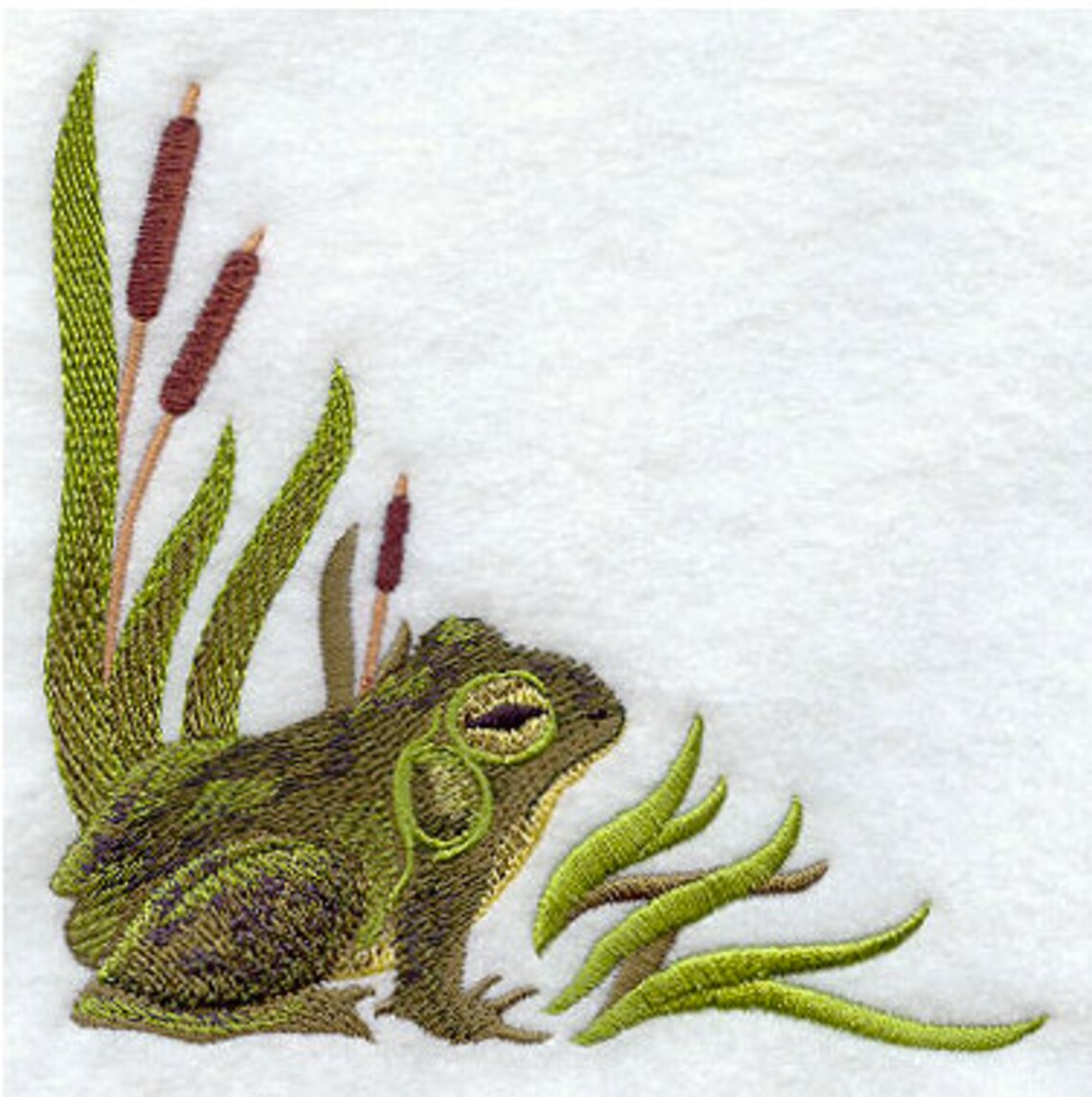 Frog and Cattails Embroidered Waffle Weave Hand/dish Towel | Etsy