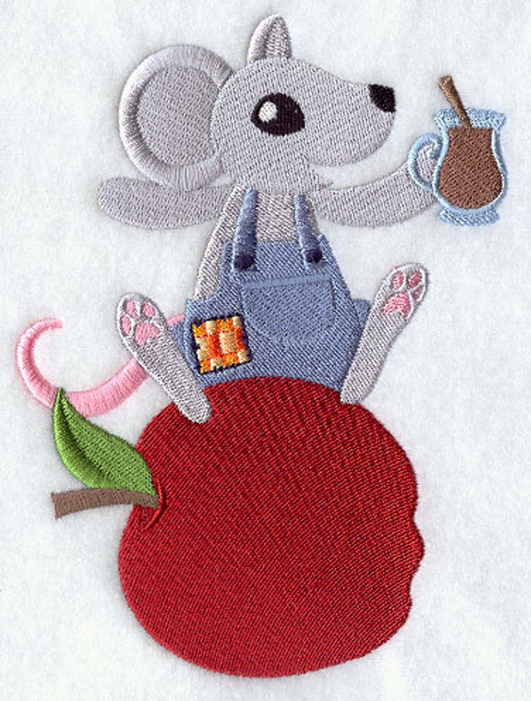 Mouse in Bib Overalls Embroidered Waffle Weave Hand/dish Towel - Etsy