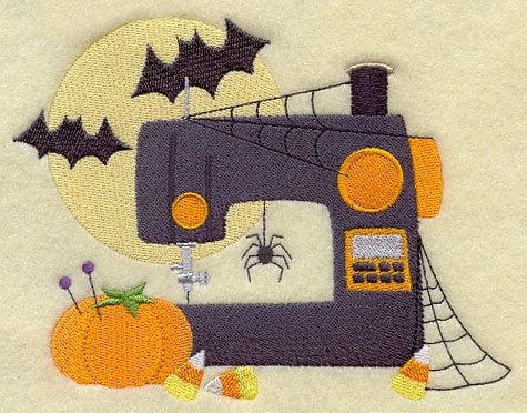 Spooky Stitches Halloween Sewing Machine Embroidered Waffle Weave Hand ...