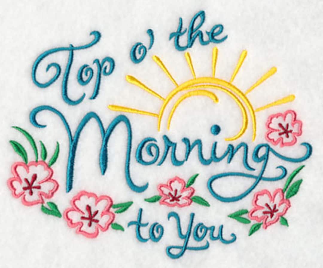 Irish Good Morning Top O the Morning to You Embroidered Waffle Weave ...