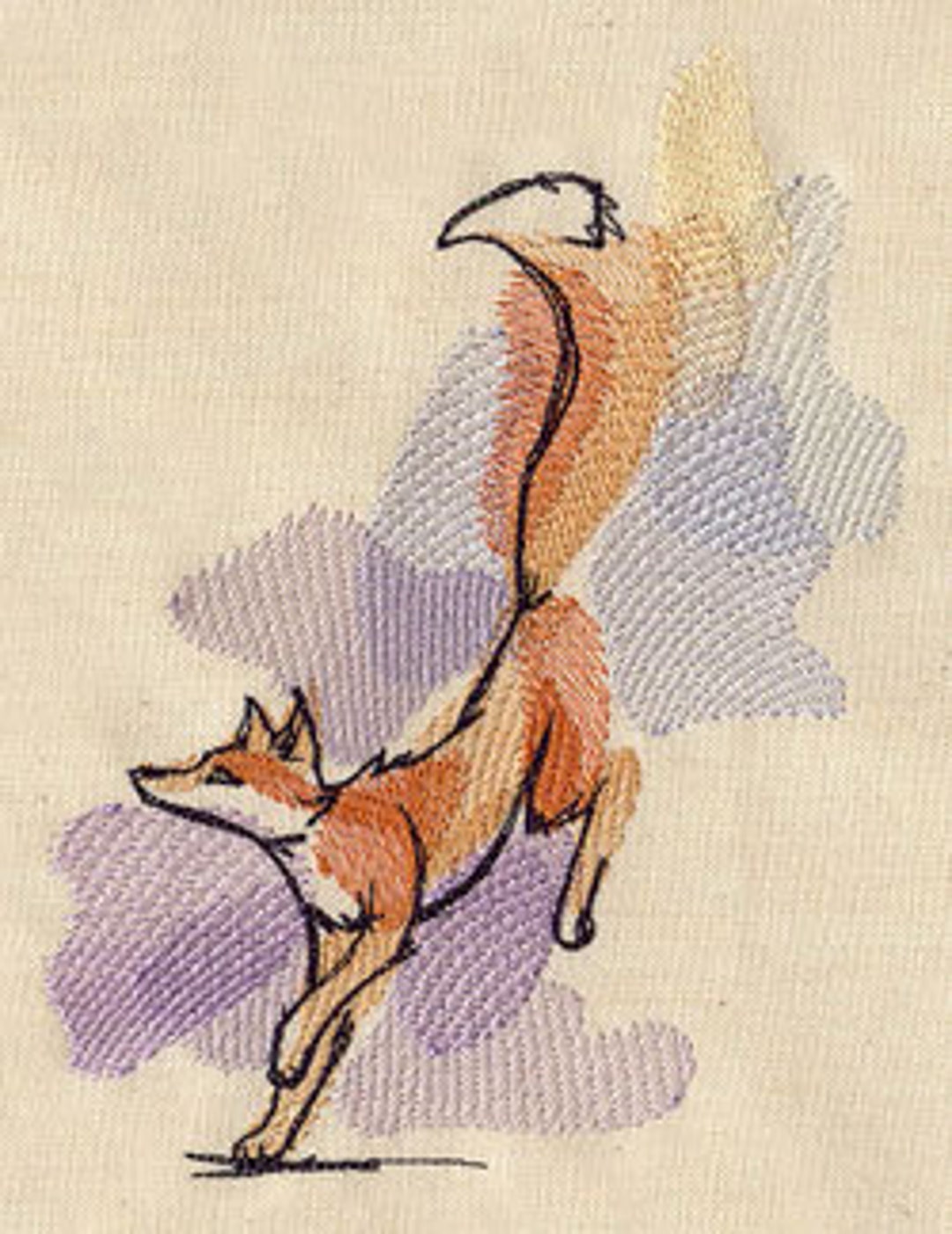 Painted Fox Embroidered Waffle Weave Hand/dish Towel - Etsy