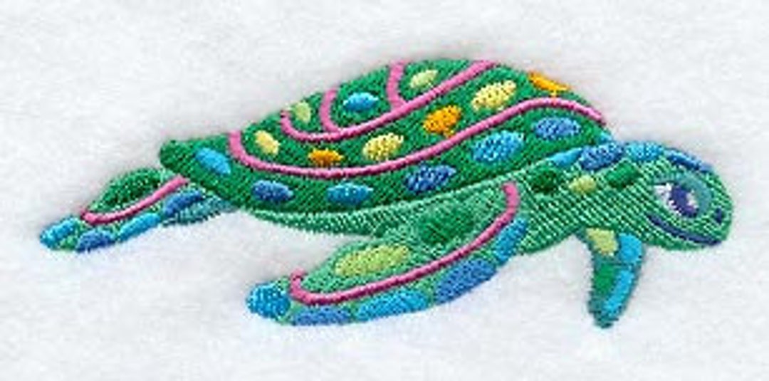 Caribbean Sea Turtle Embroidered Waffle Weave Hand/dish Towel - Etsy