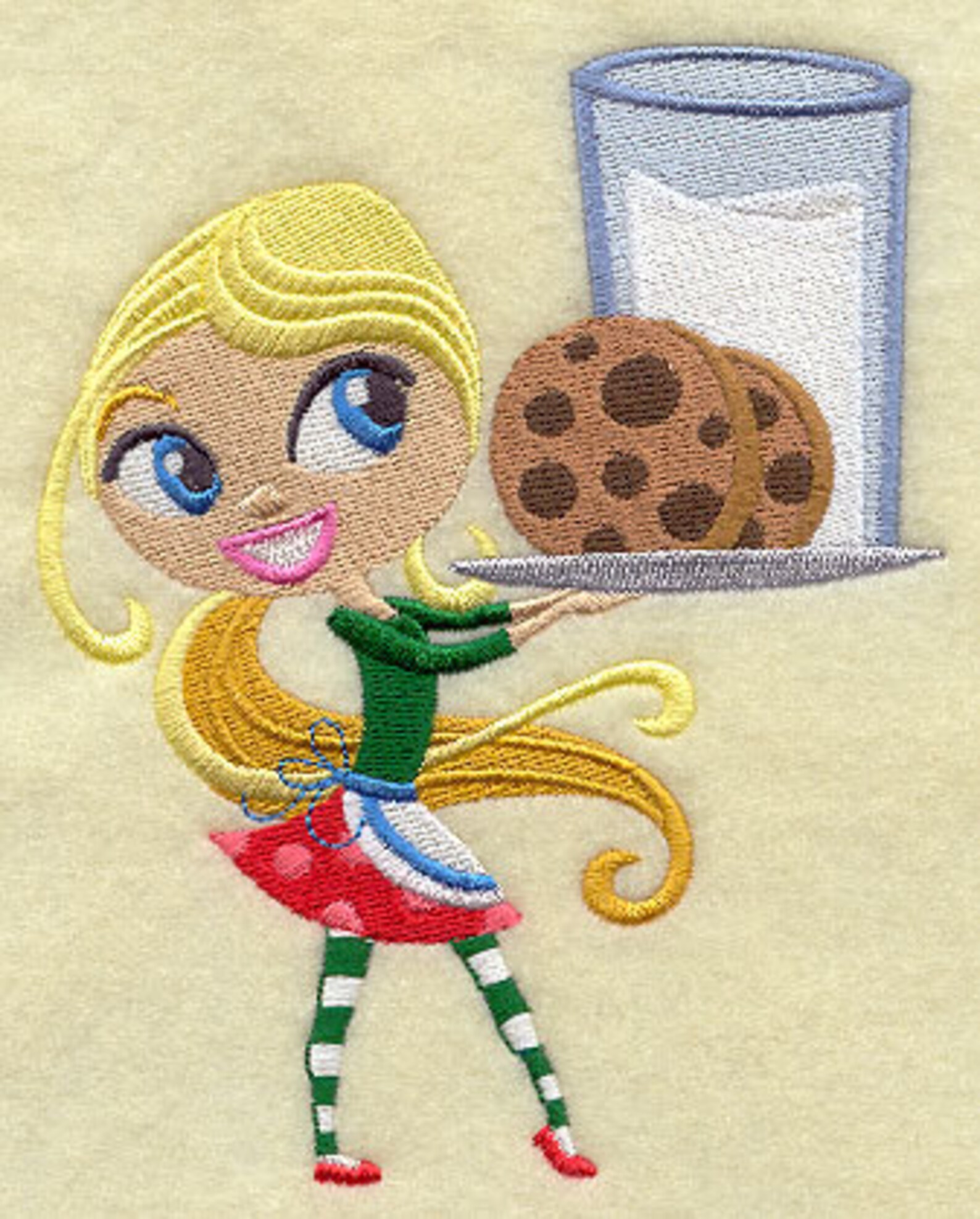 Christmas Elf Sprite With Milk and Cookies Embroidered Waffle - Etsy