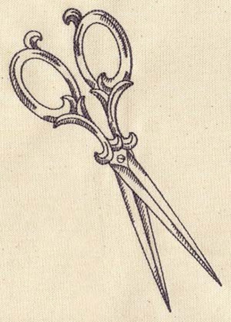 Filigree Scissors Embroidered Waffle Weave Hand/dish Towel | Etsy