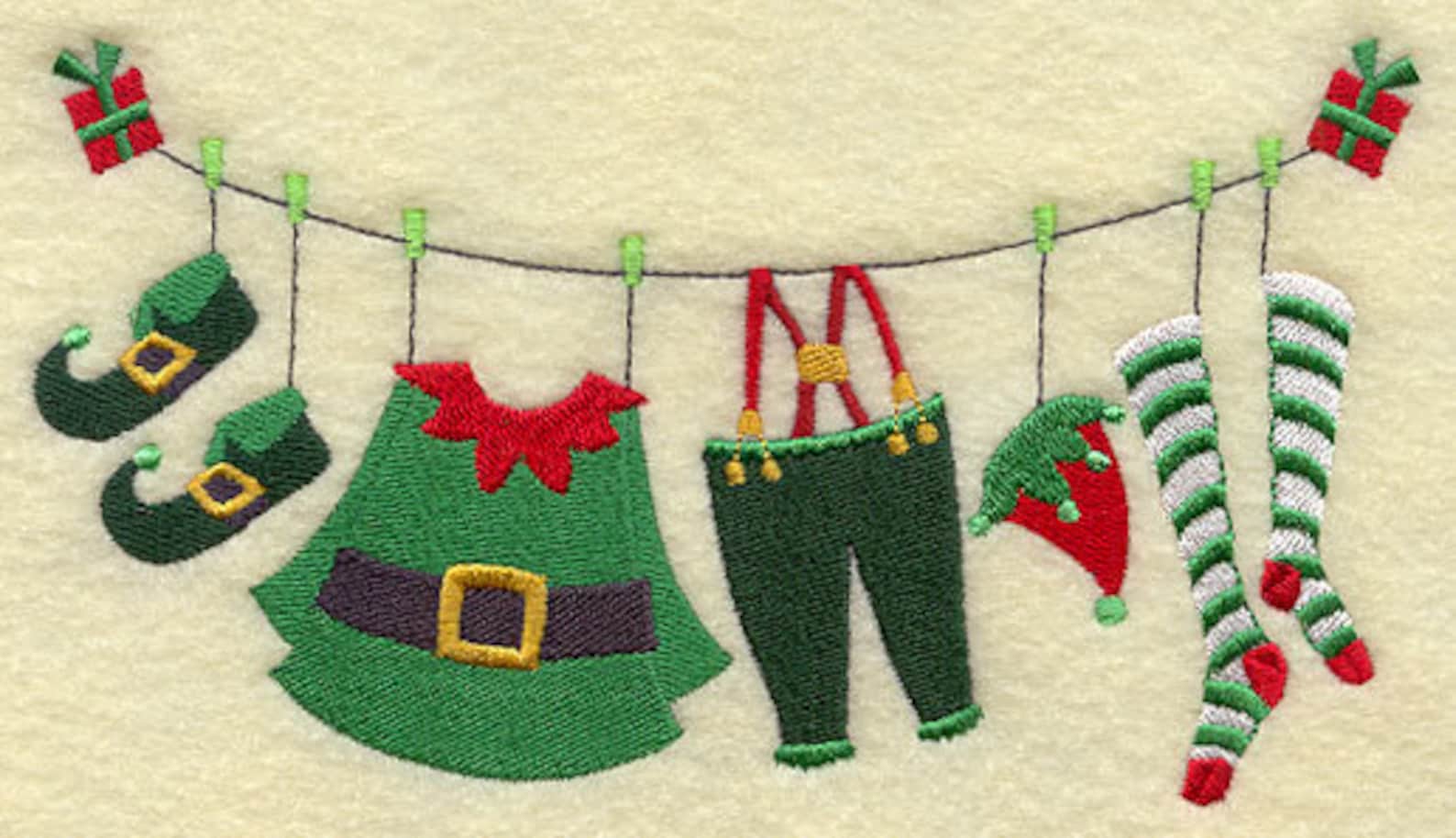 Elf Clothesline Embroidered Waffle Weave Hand/dish Towel - Etsy