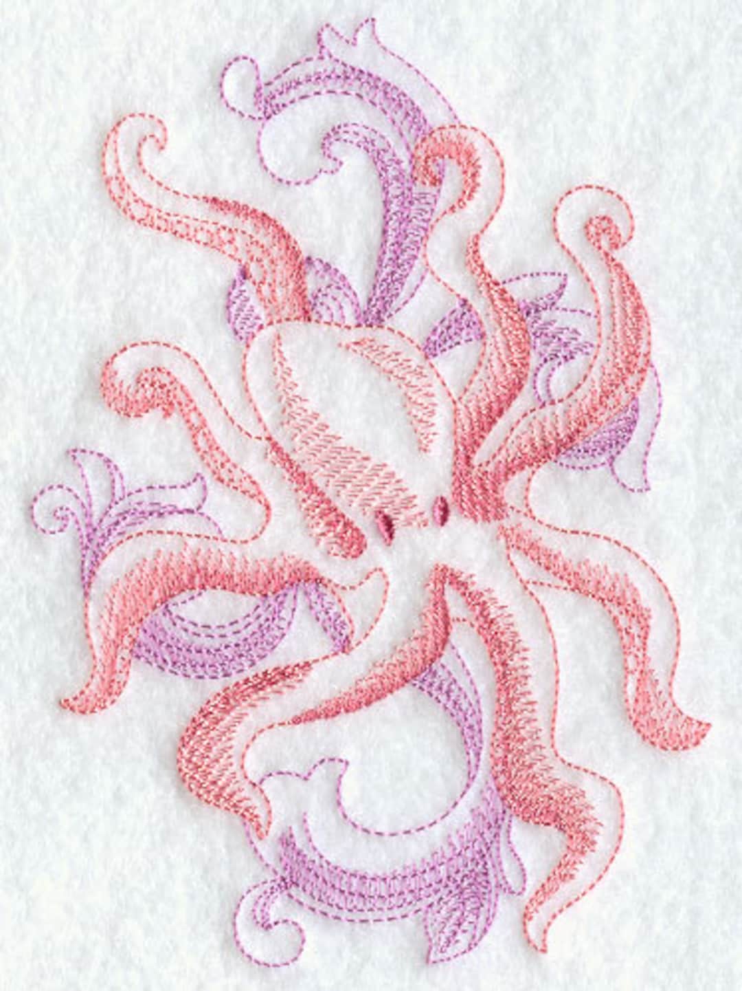Squid Octopus Embroidered Waffle Weave Hand/dish Towel - Etsy