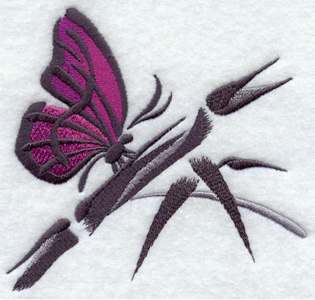 Sumi-e Butterfly Embroidered Waffle Weave Hand/dish Towel - Etsy