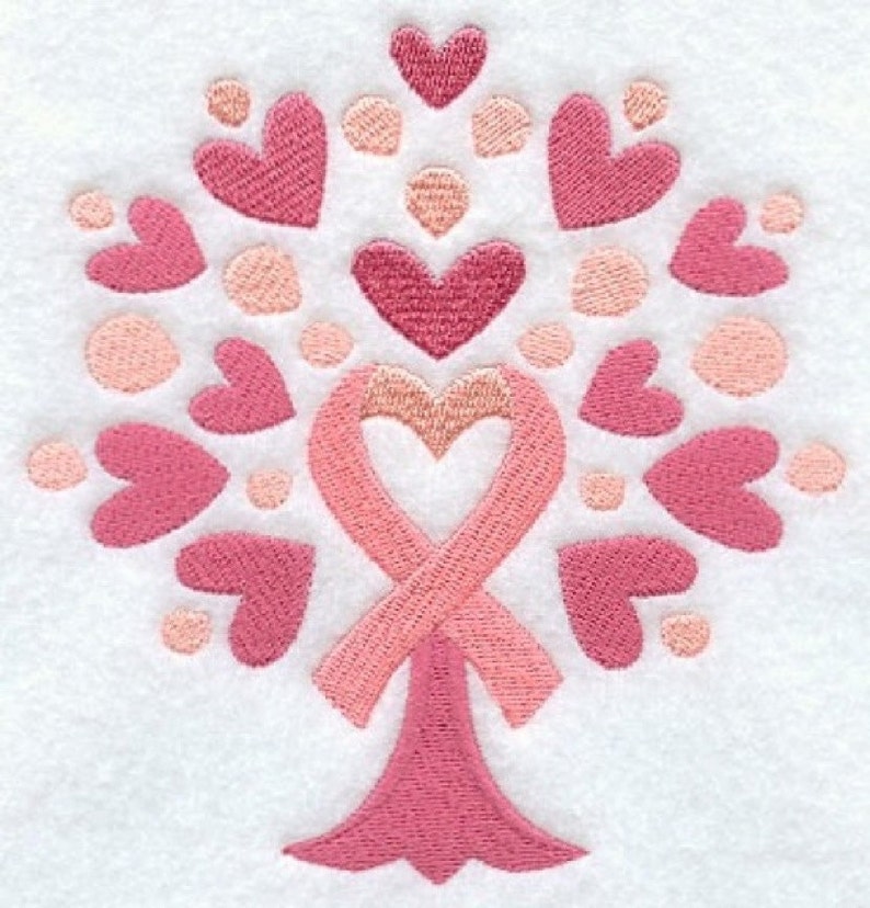 Breast Cancer Awareness Ribbon Tree Embroidered Waffle Weave - Etsy