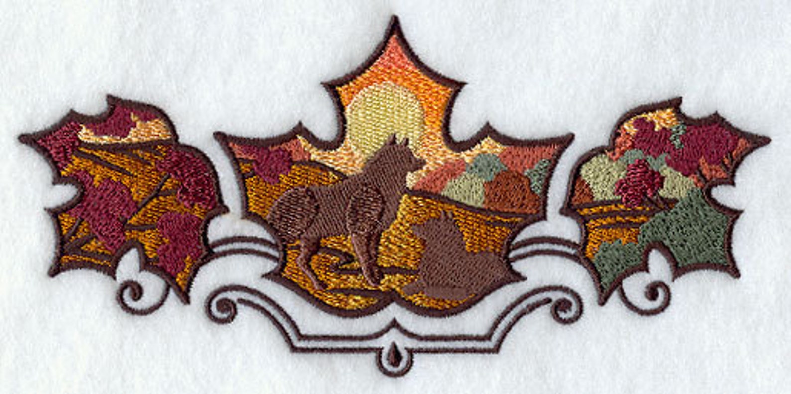 Northwoods Wolf in Leaf Scene Embroidered Waffle Weave | Etsy