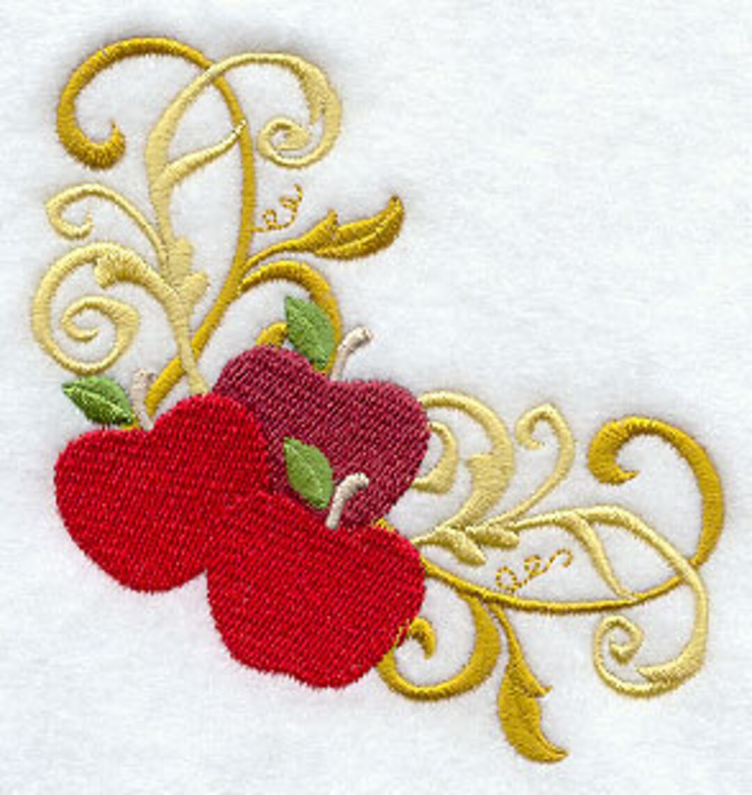 Fall Filigree Apple Corner Embroidered Waffle Weave Hand/dish Towel - Etsy