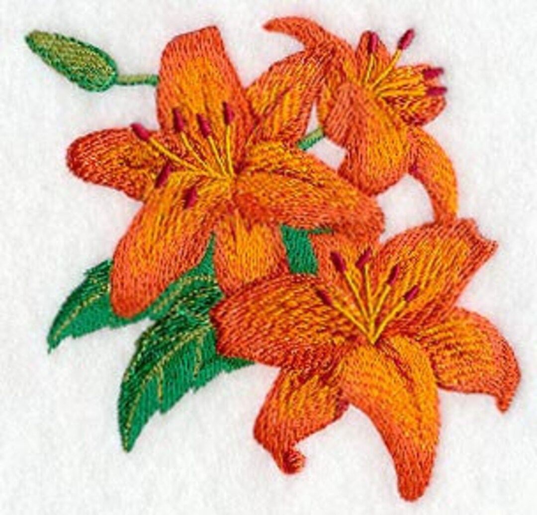 Asiatic Lily Bouquet Embroidered Waffle Weave Hand/dish Towel - Etsy