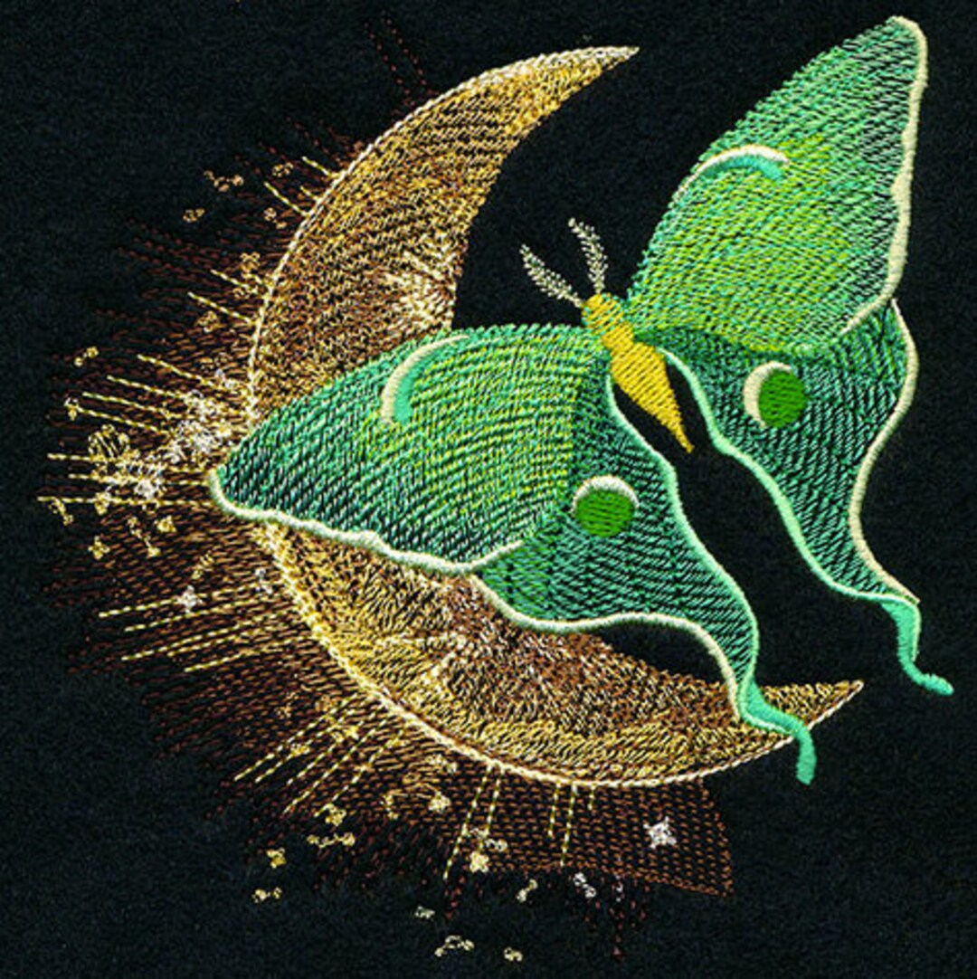 Illuminated Luna Moth Embroidered Waffle Weave Hand/dish Towel - Etsy
