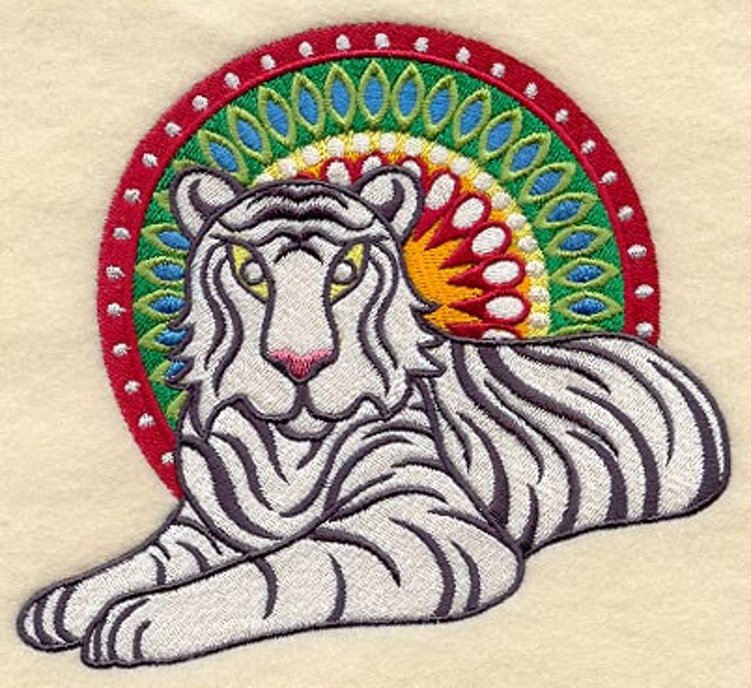 Indian Tiger Embroidered Waffle Weave Hand/dish Towel - Etsy