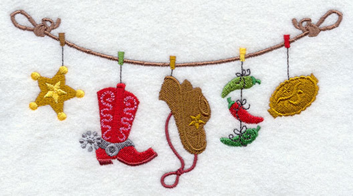 Western Clothesline B Embroidered Waffle Weave Hand/dish Towel - Etsy