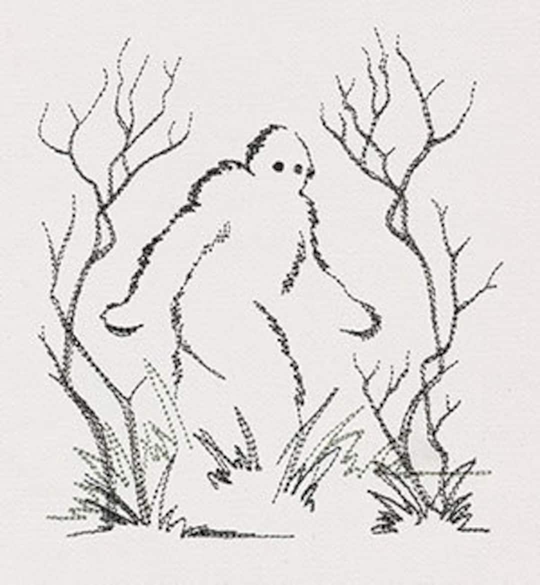 Sasquatch Shadow Big Foot Embroidered Waffle Weave Hand/dish Towel - Etsy