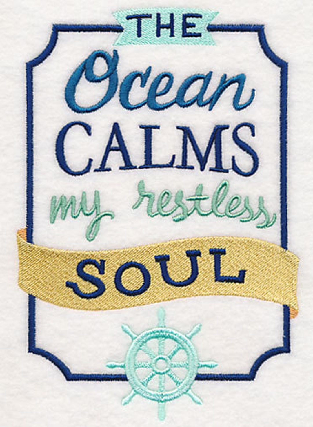 The Ocean Calms My Restless Soul Embroidered Waffle Weave Hand/dish ...