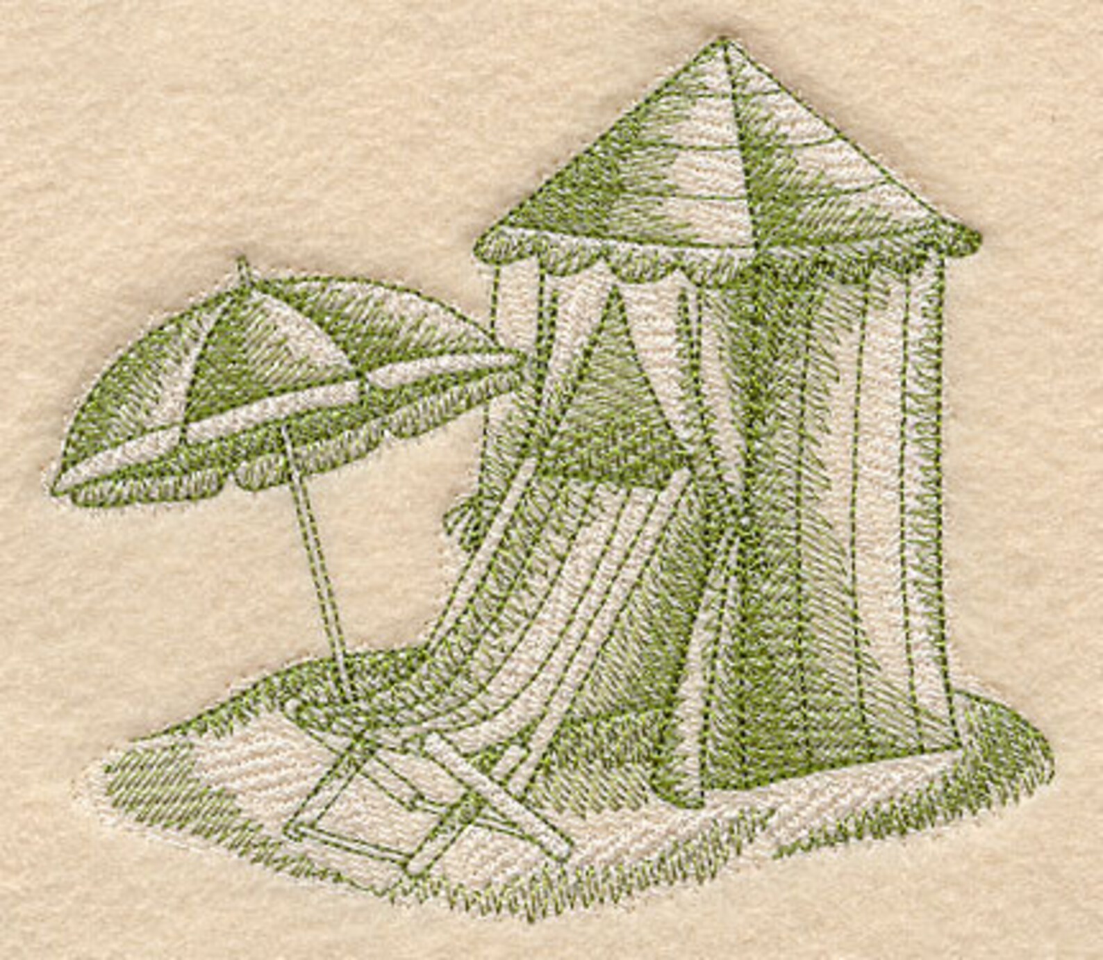 Shade Umbrella Beach Chair Scene Embroidered Waffle Weave Hand/dish ...