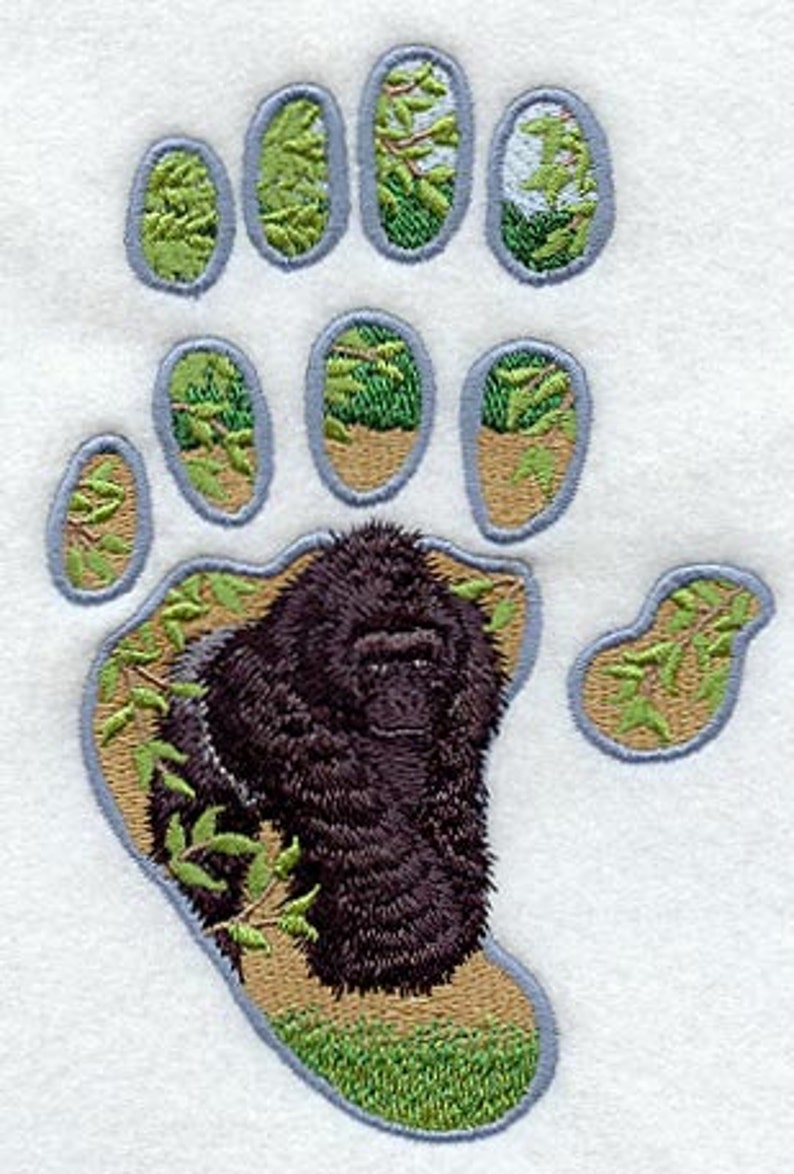 Gorilla Paw Print Scene Embroidered Waffle Weave Hand/dish Towel - Etsy