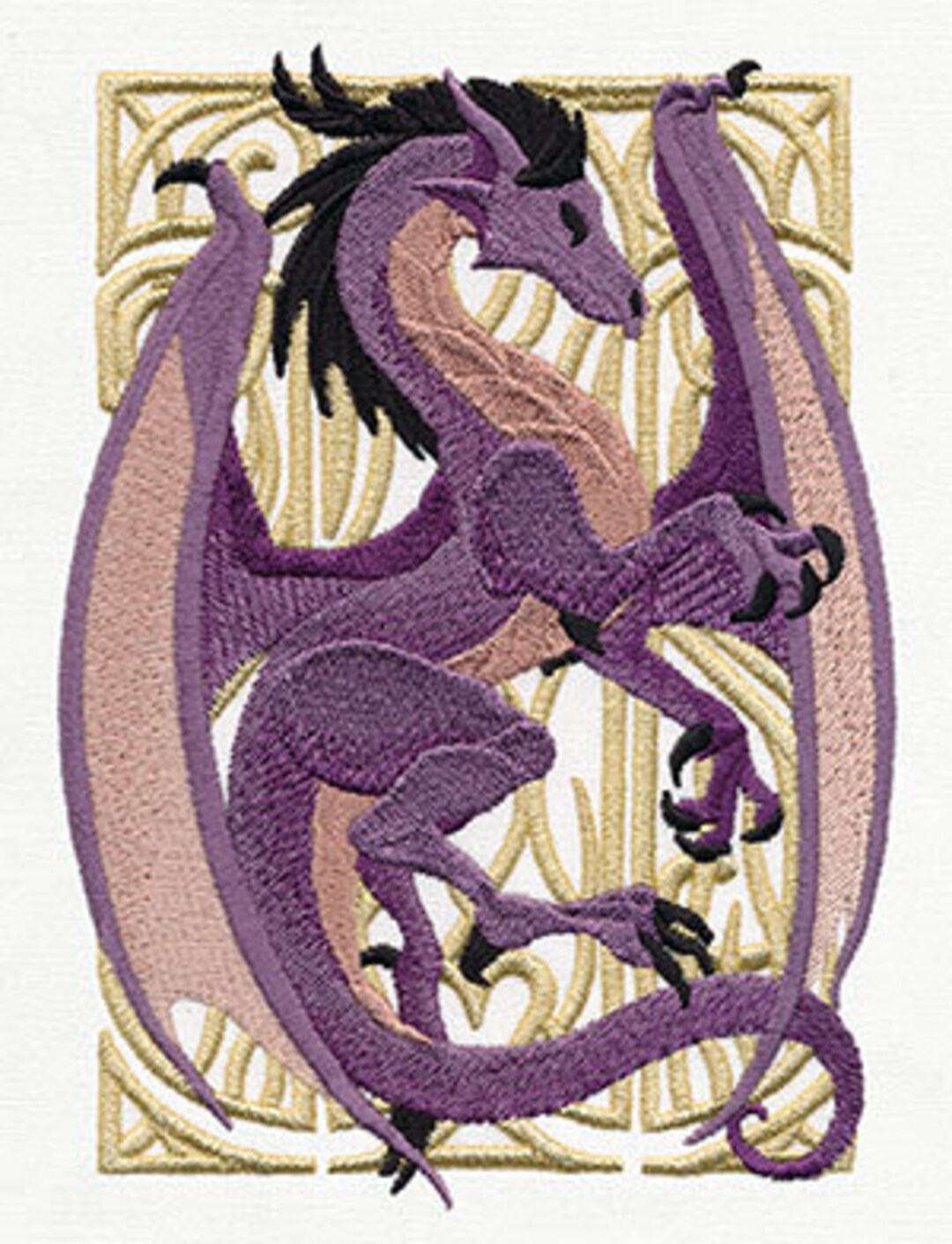 Art Nouveau Dragon Embroidered Waffle Weave Hand/dish Towel - Etsy