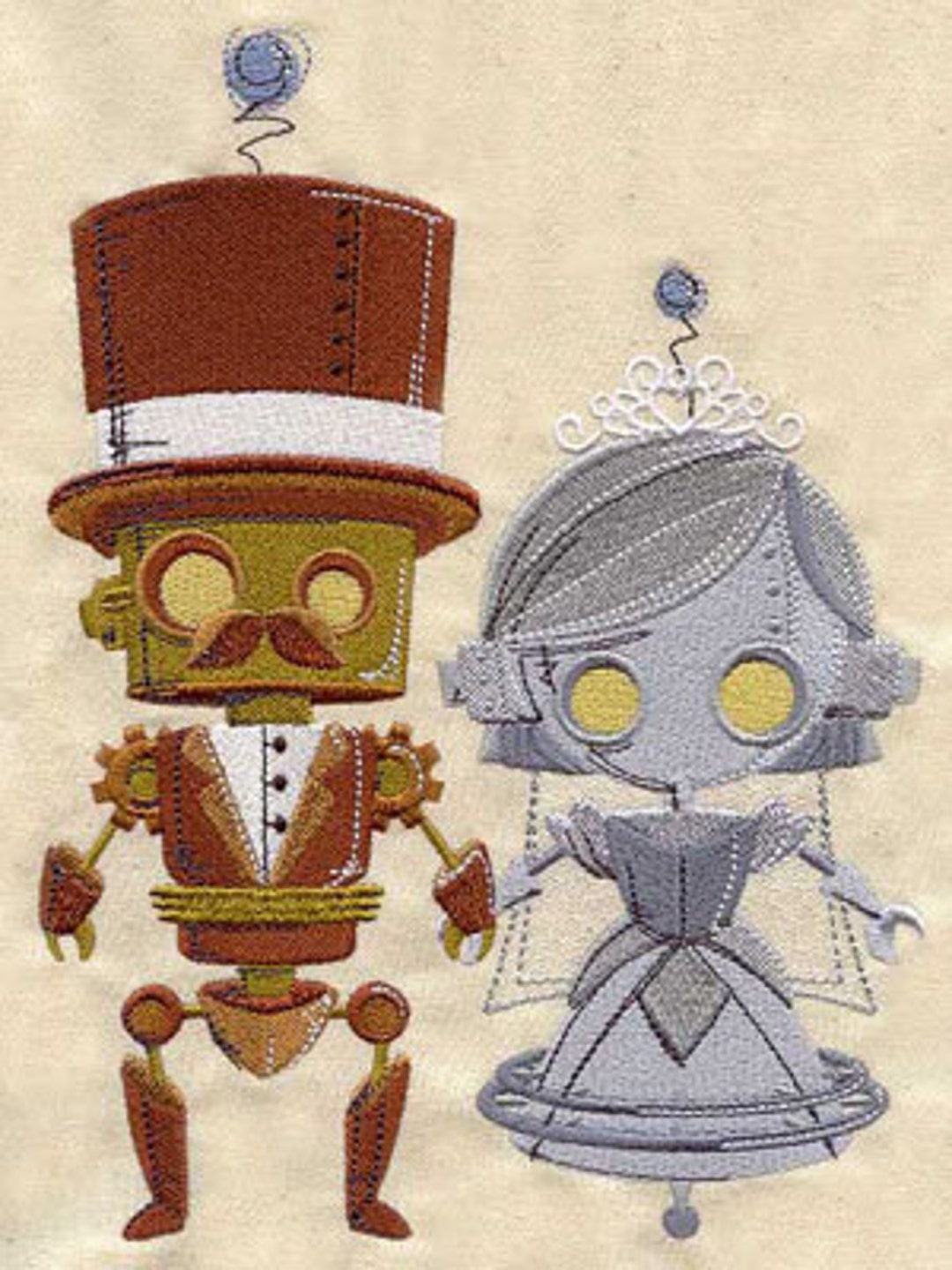 Steampunk Robot Bride and Groom Couple Wedding Towel Embroidered Waffle ...