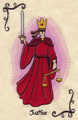 Justice- Tarot Card Line Embroidered Waffle Weave Hand/dish Towel - Etsy