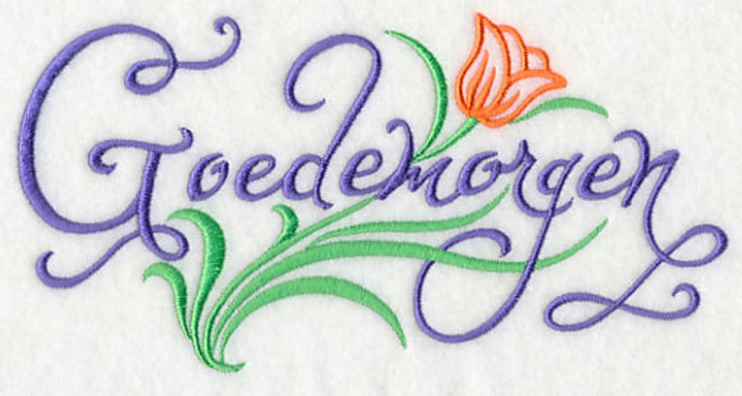 Dutch Good Morning Goedemorgen Embroidered Waffle Weave Hand/dish Towel ...