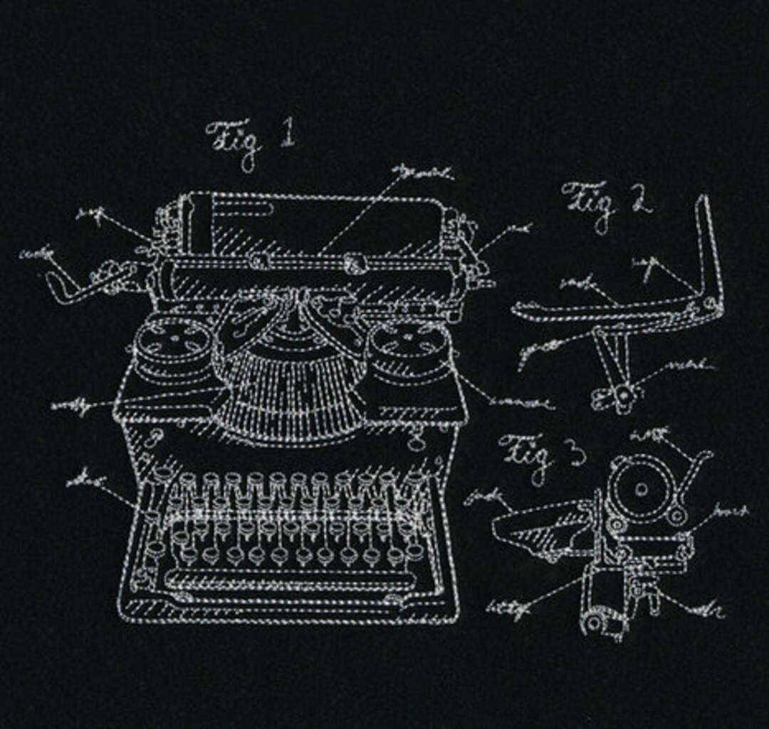 Typewriter Anatomy Diagram Embroidered Flour Sack Hand/dish Towel - Etsy