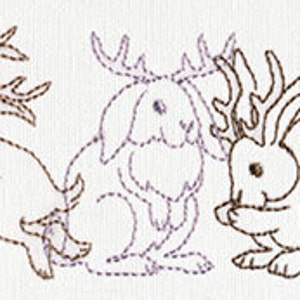 Creature Feature Jackalope Border Embroidered Waffle Weave Hand/dish Towel - Etsy
