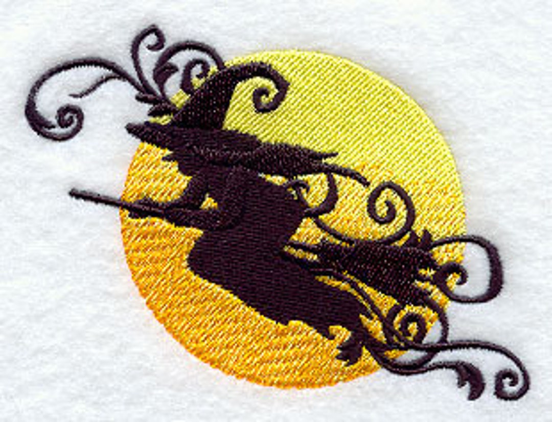 Witch Across the Moon Embroidered Waffle Weave Hand/dish Towel - Etsy