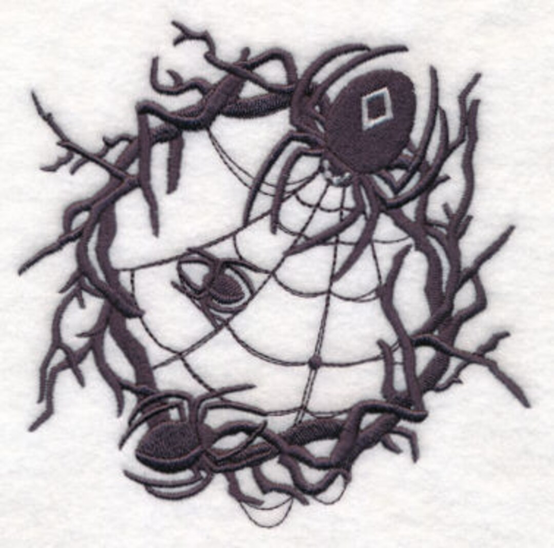 Spooky Spider Web Embroidered Waffle Weave Hand/dish Towel - Etsy