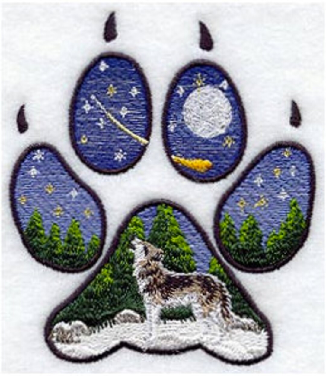 Wolf Paw Scene Embroidered Waffle Weave Hand/dish Towel - Etsy