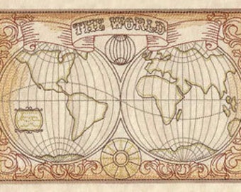 Embroidered World Map - Etsy