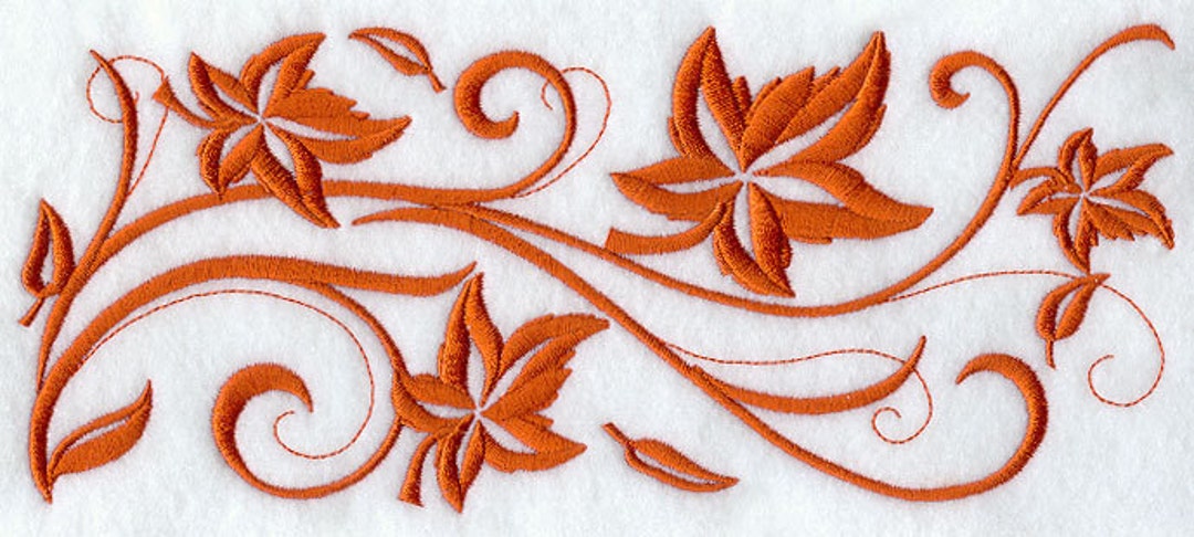 Twirling Maple Leaf Border Embroidered Waffle Weave Hand Towel - Etsy