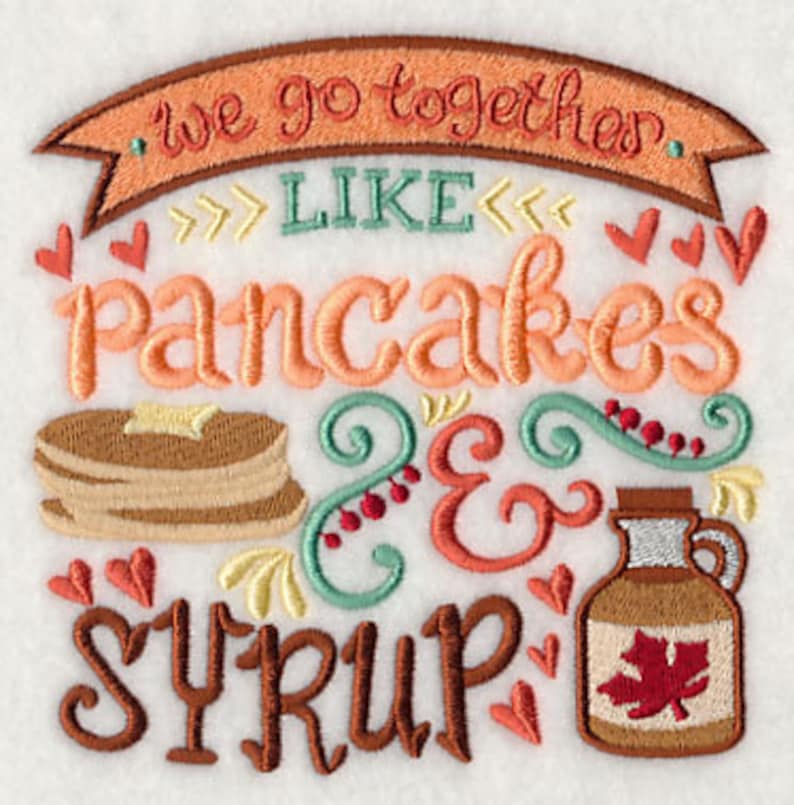 We Go Together Like Pancakes and Syrup Embroidered Waffle Weave Hand ...