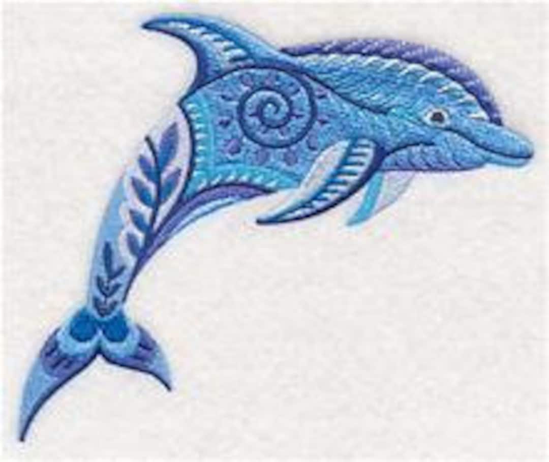 Funky Dolphin Embroidered Waffle Weave Hand/dish Towel - Etsy