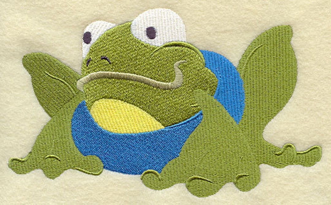 Floating Frog Embroidered Waffle Weave Hand Towel - Etsy