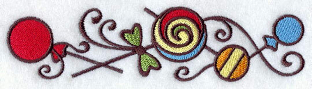 Lolly Pop Lollipop Border Embroidered Waffle Weave Hand/dish - Etsy