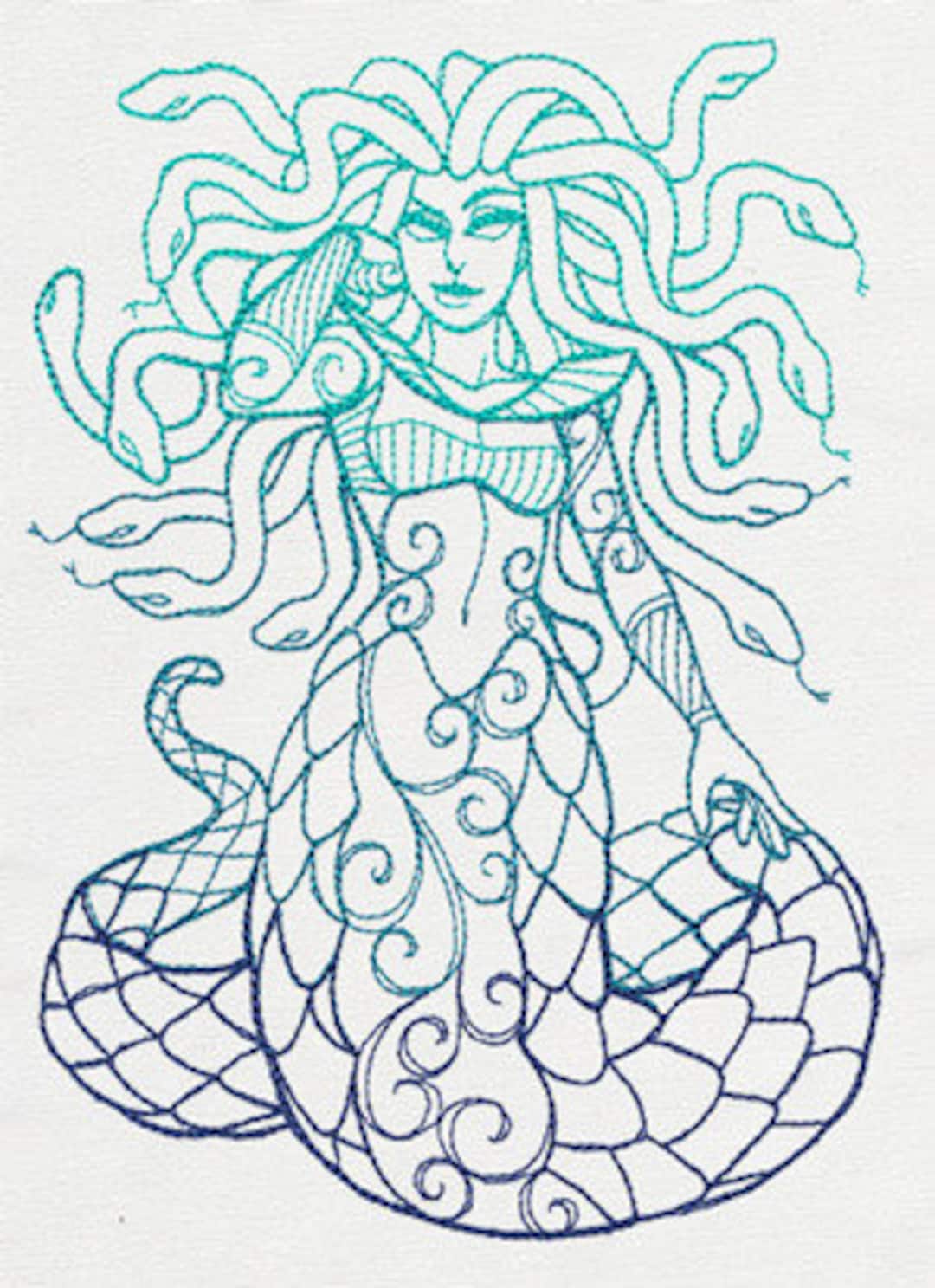 Medusa - Divine Femme - Embroidered Waffle Weave Hand/dish Towel - Etsy