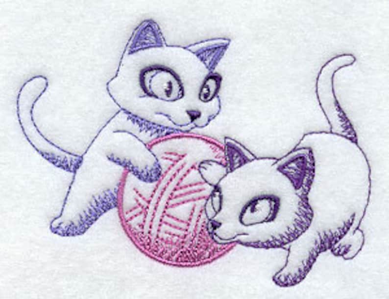 Vintage Kittens With Yarn Embroidered Waffle Weave Hand/dish Towel - Etsy