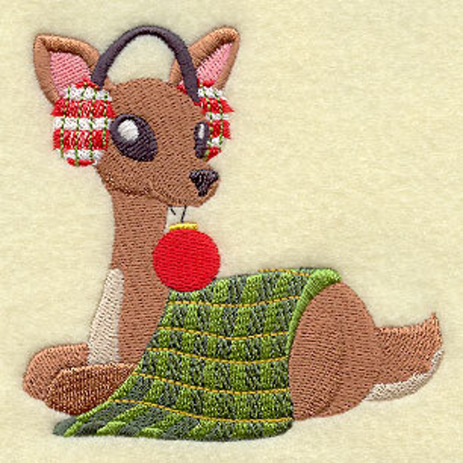Plaid Reindeer Embroidered Waffle Weave Hand/dish Towel - Etsy