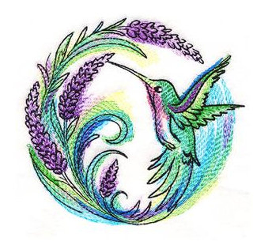 Lavendar Hummingbird Embroidered Waffle Weave Hand/dish Towel - Etsy
