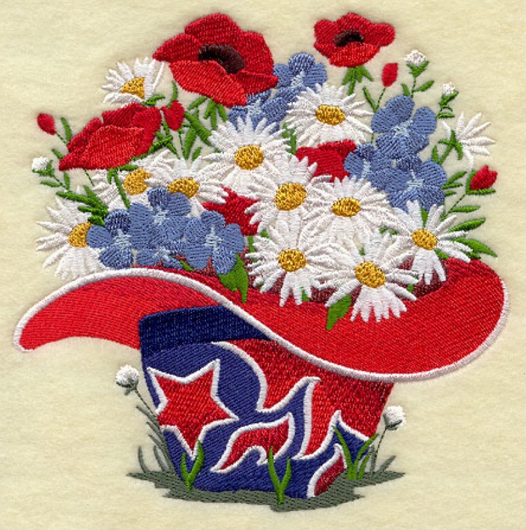 American Cowboy Bunch Embroidered Waffle Weave Hand/dish Towel - Etsy