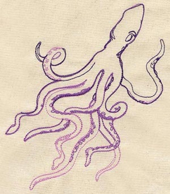 Tentacles Squid Octopus Embroidered Waffle Weave Hand/dish | Etsy