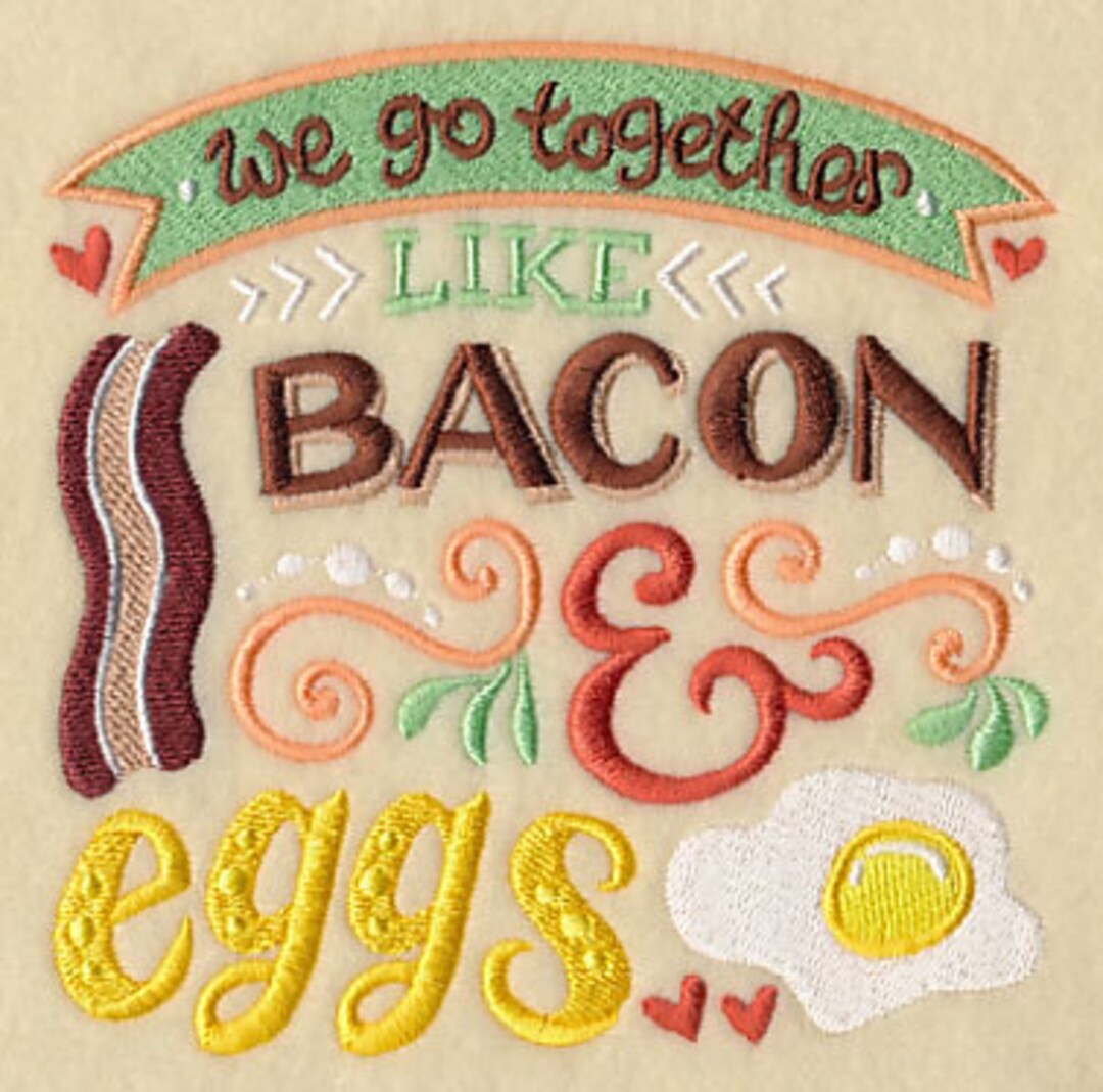 We Go Together Like Bacon and Eggs Embroidered Waffle Weave Hand/dish ...