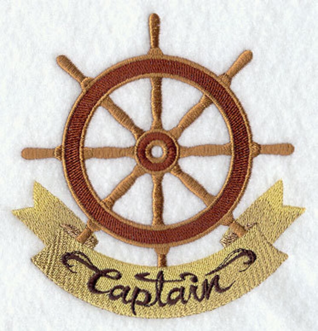 Captain Ship Wheel - Embroidered Waffle Weave Hand/dish Towel - Etsy