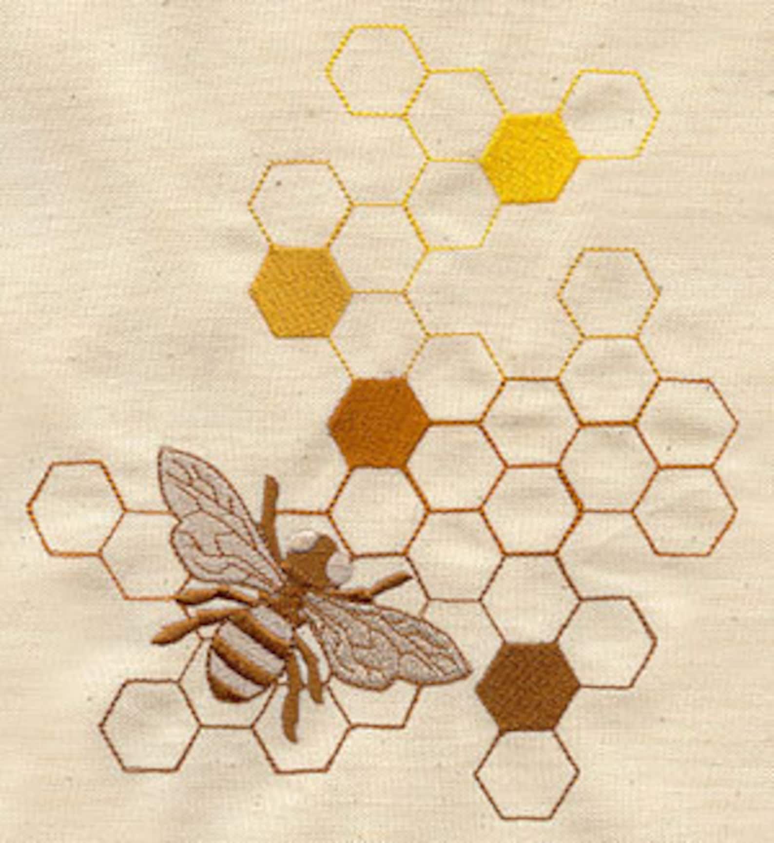 Honeycomb Bee Embroidered Waffle Weave Towel - Etsy