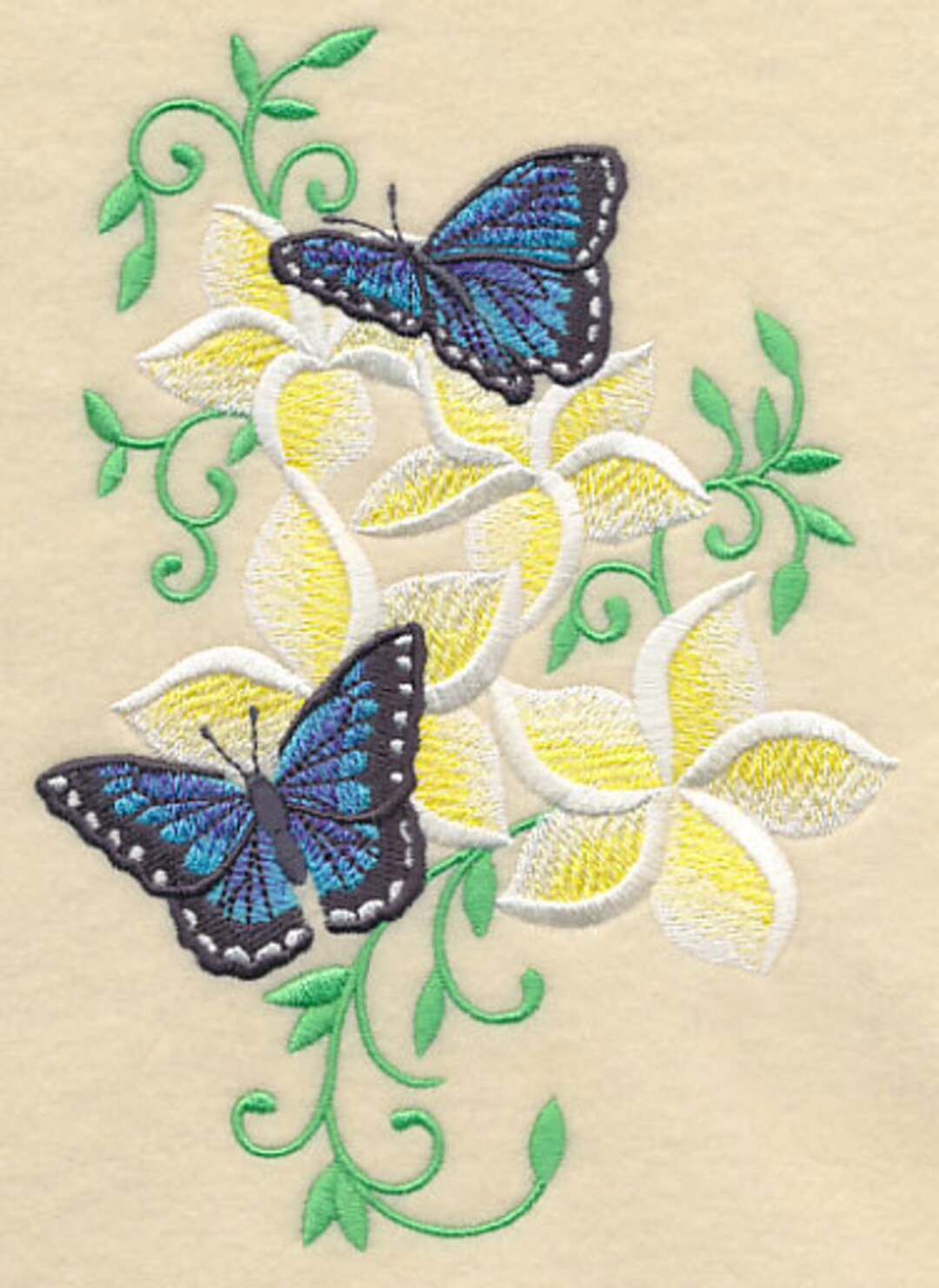 Frangipani and Butterflies Embroidered Waffle Weave Hand Towel - Etsy