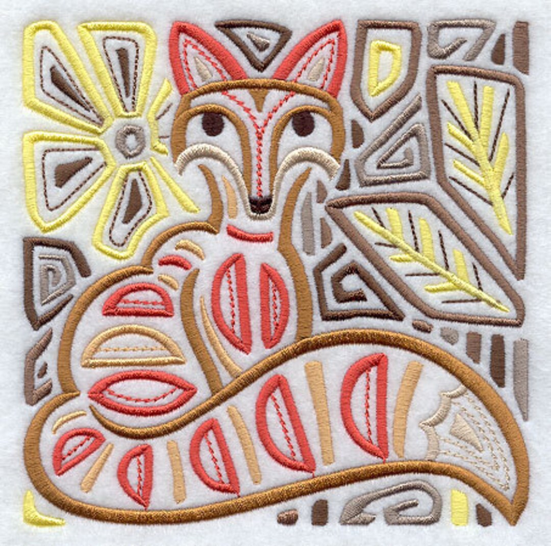 Mola Fox Embroidered Waffle Weave Hand Towel - Etsy