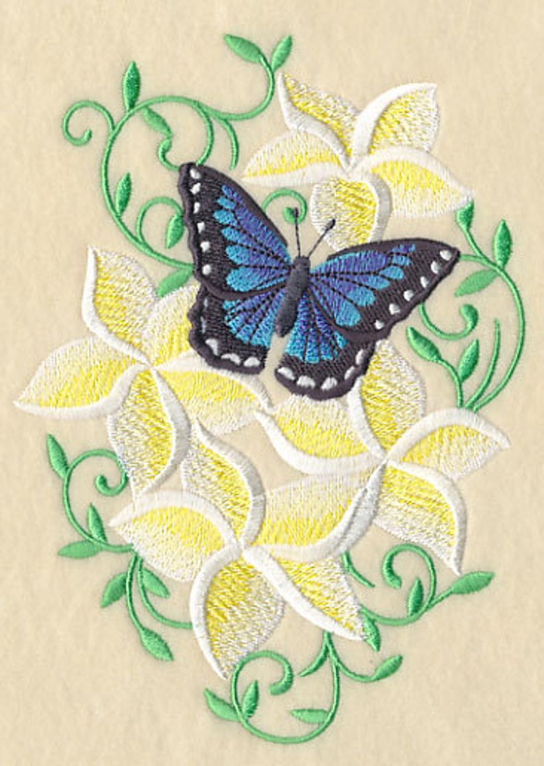 Frangipani and Butterfly Embroidered Waffle Weave Hand Towel - Etsy