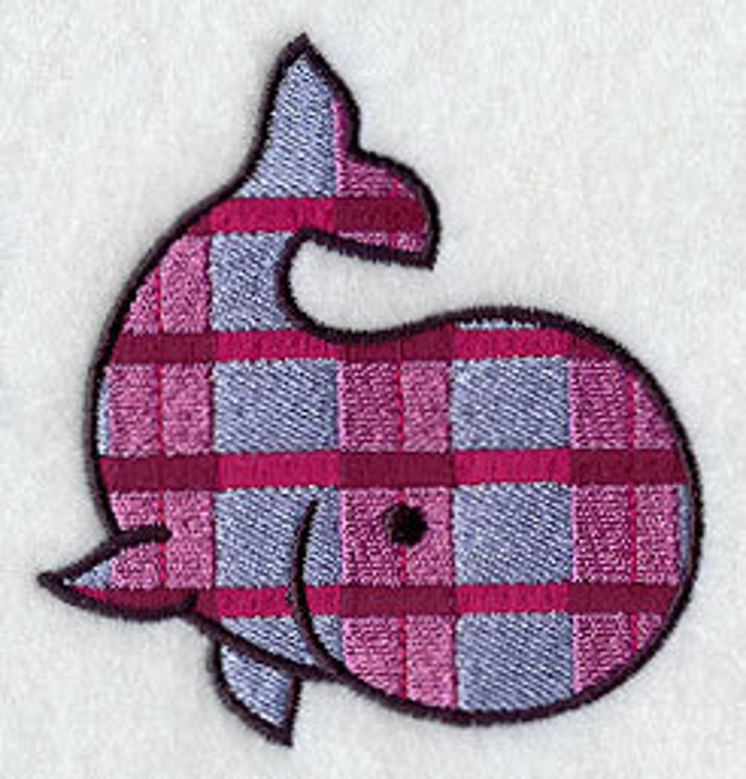 Plaid Whale Embroidered Waffle Weave Hand/dish Towel - Etsy